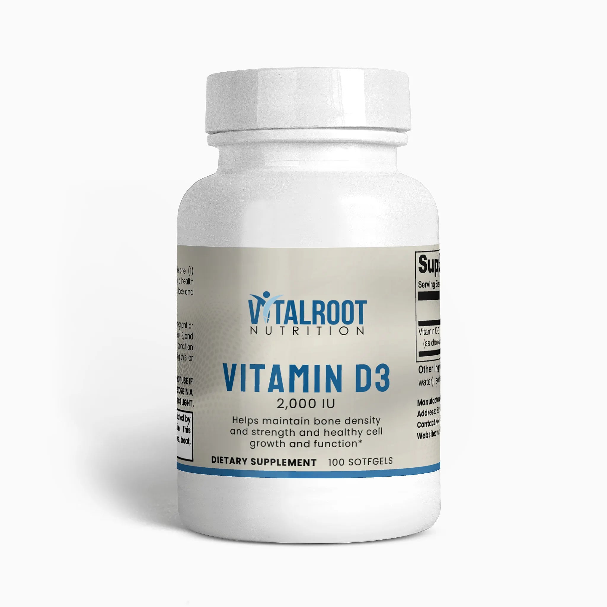 Vitamin D3 2,000 IU Supplement – Daily Support for Bones & Energy ...
